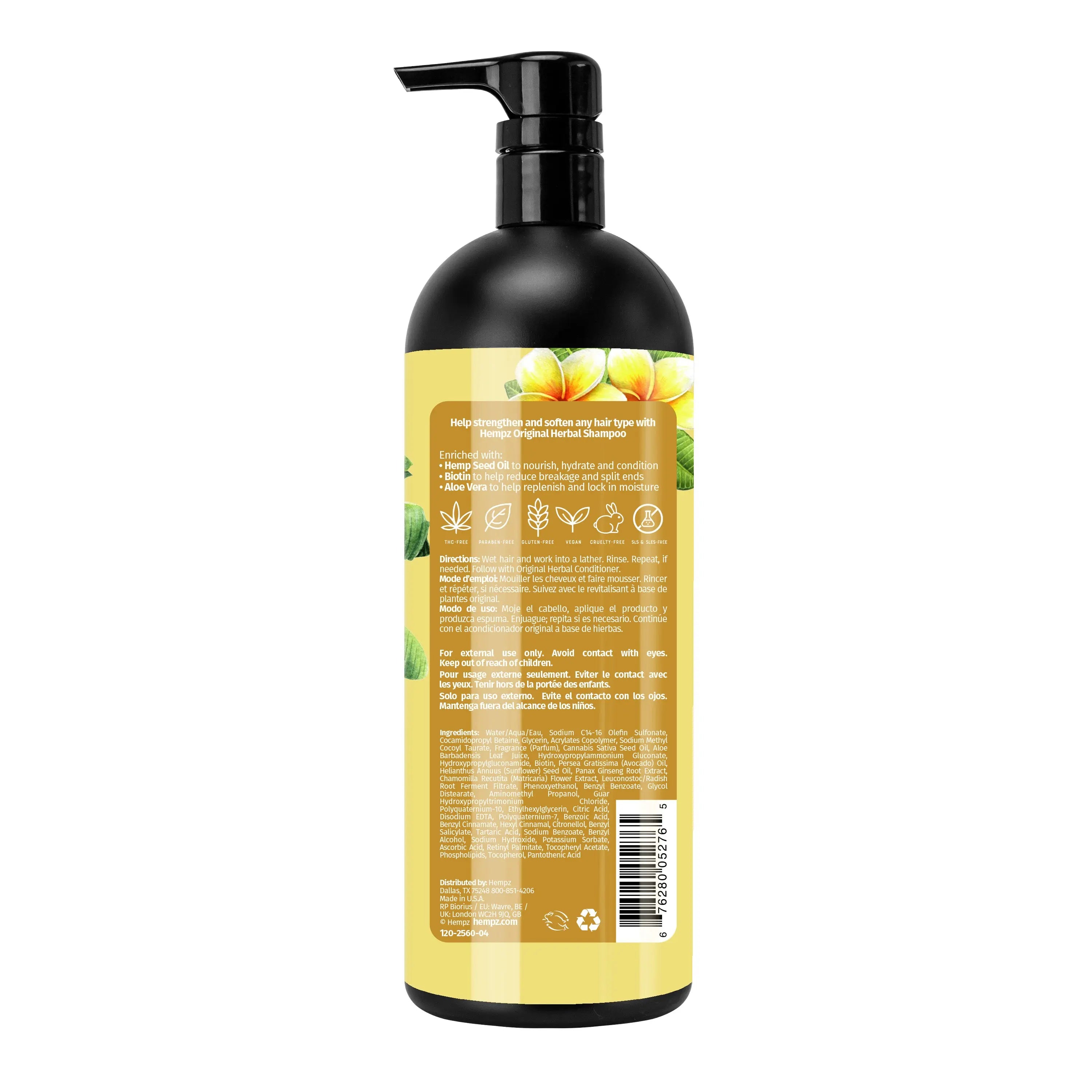 Hempz Original Floral Banana Herbal Shampoo with Vegan Biotin & Aloe ...