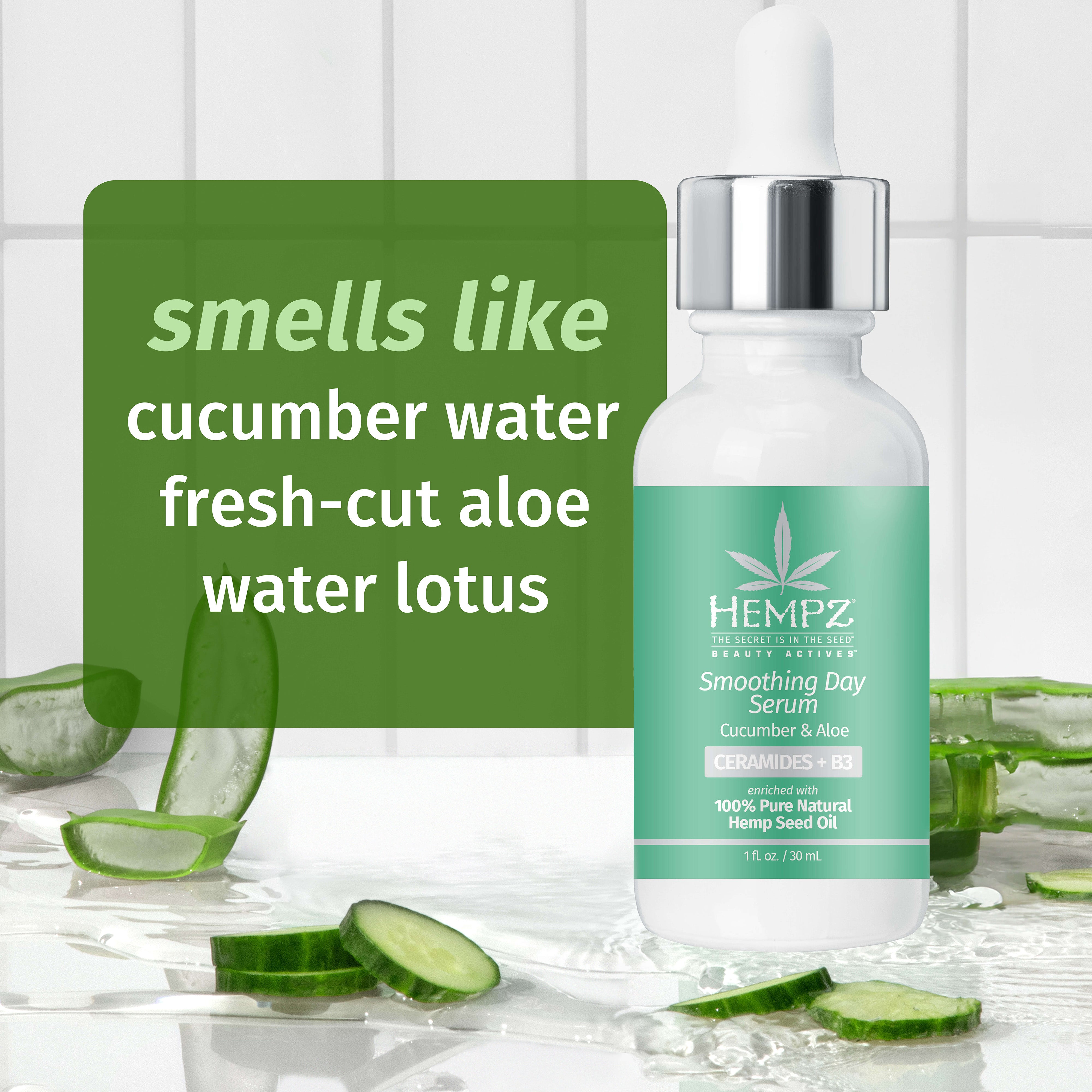 Beauty Actives Cucumber & Aloe Smoothing Day Facial Serum with Ceramid