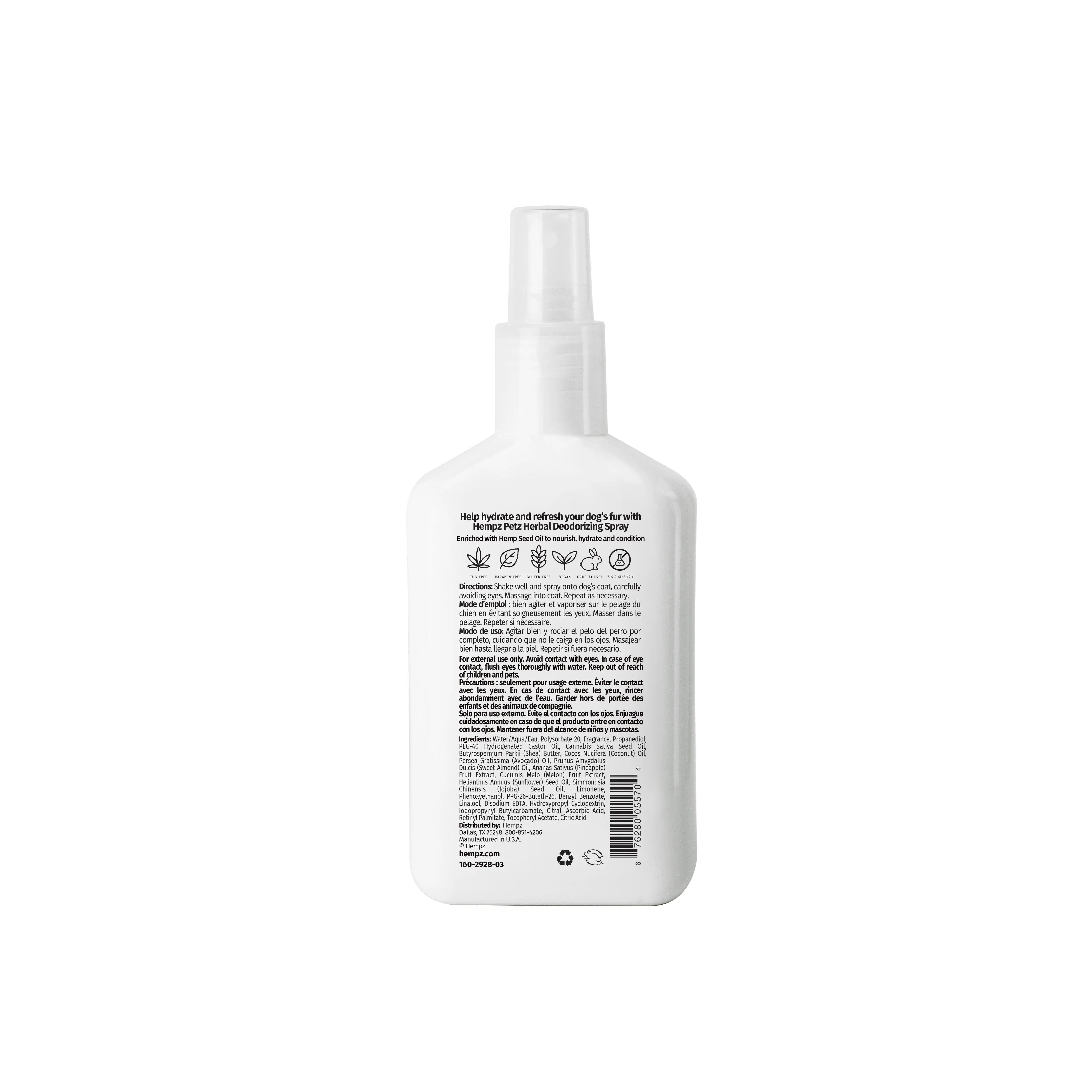 Hempz Petz Sweet Pineapple & Honey Melon Herbal Deodorizing Spray for Dogs